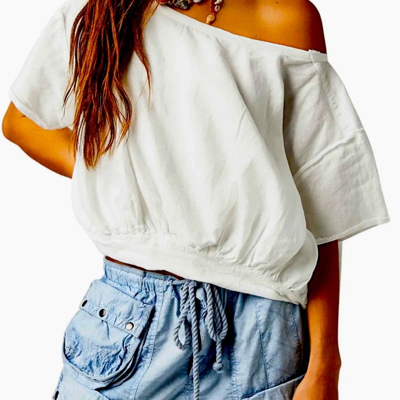 We The Free | Tops | Nwt We The Free White Slouchy Crop Top | Poshmark